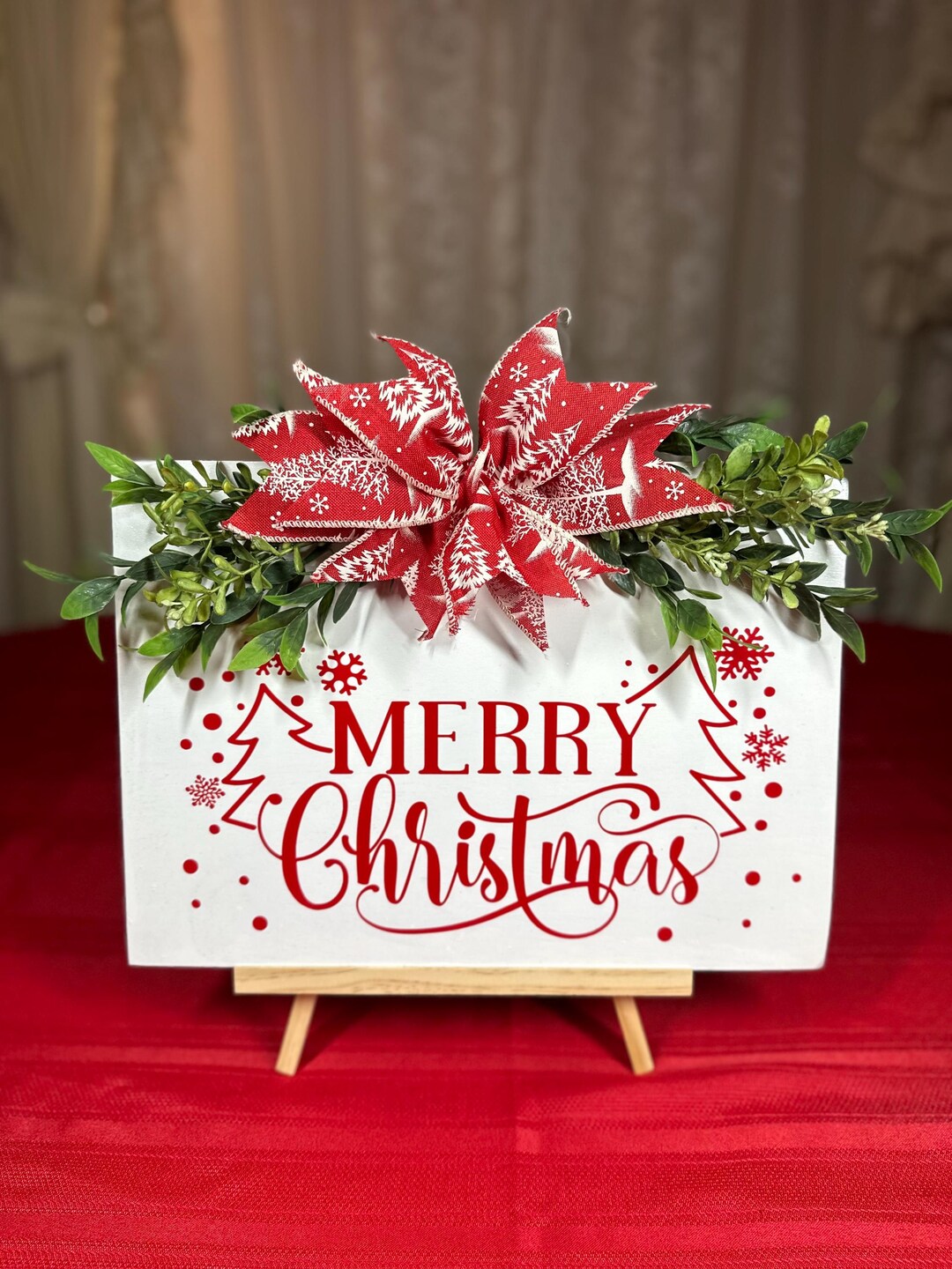 Farmhouse Merry Christmas Wood Sign | Counter or Wall Decor - Etsy