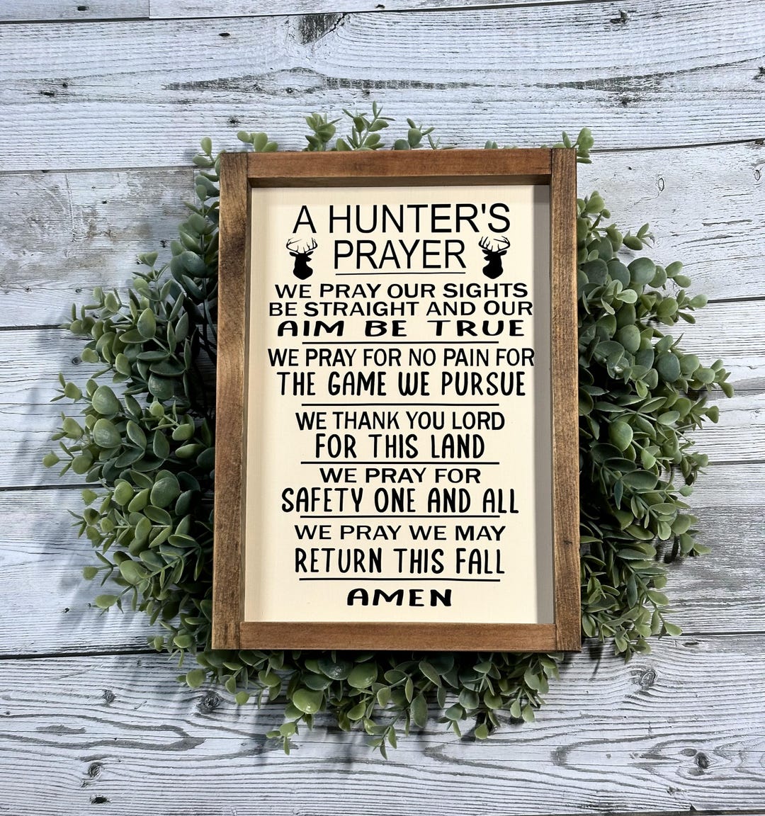 A Hunter's Prayer Deer Wood Sign Sportsman Hunting Camping Farmhouse ...
