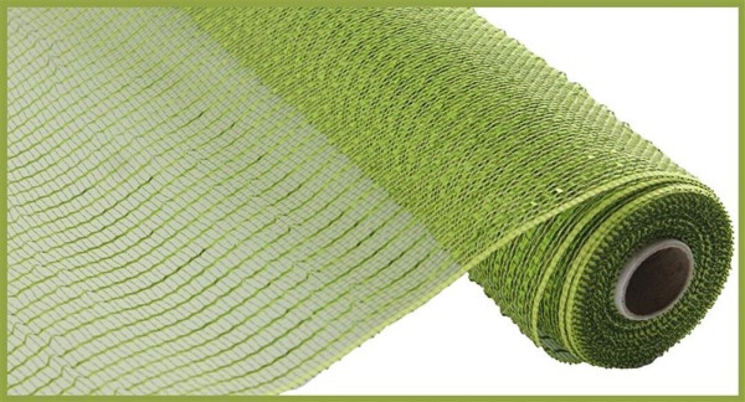 Moss Green With Lime Foil Metallic Mesh Ribbon 10" X 10 YARD Roll ...