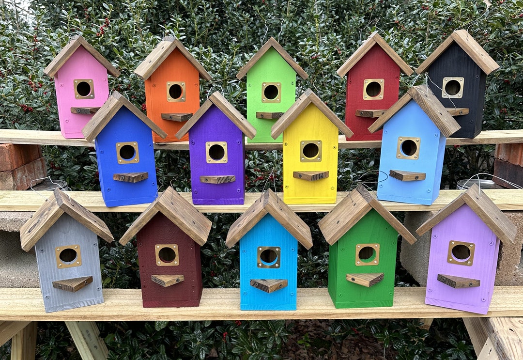 Custom Birdhouse, Outdoor Wood Birdhouse Pick Your Color - Etsy