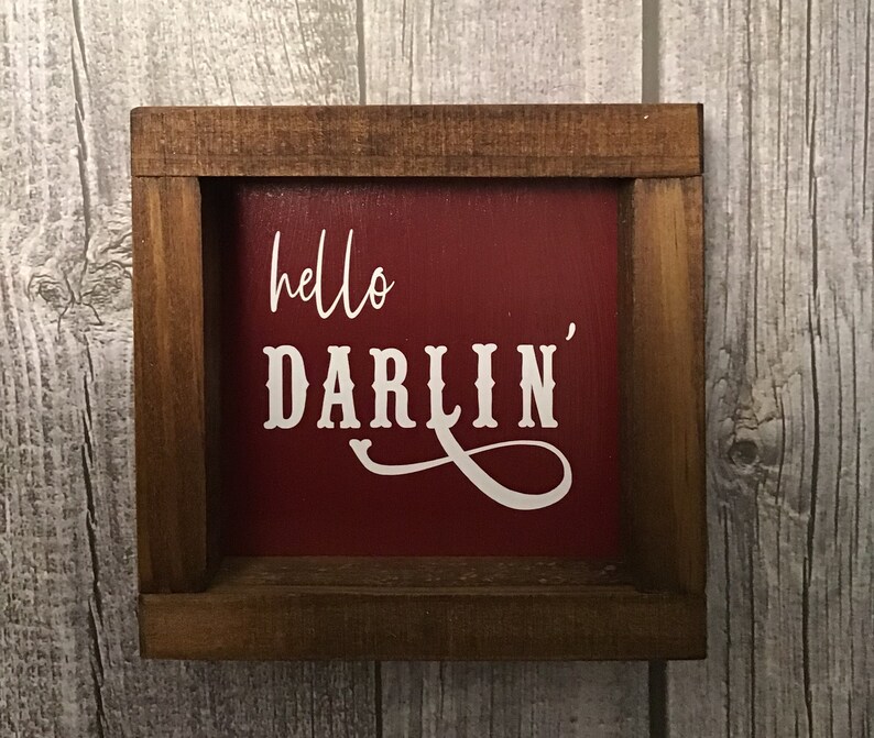 Hello Darlin' COWGIRL Rustic Bathroom Bedroom Sign Western Themed Wood ...