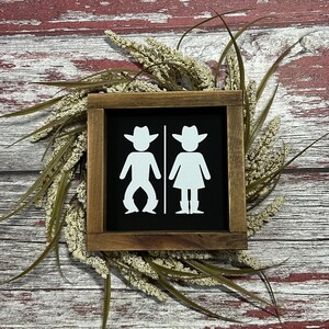 Cowgirl Cowboy Bathroom Sign Western Farmhouse Restroom Bath Home Decor ...