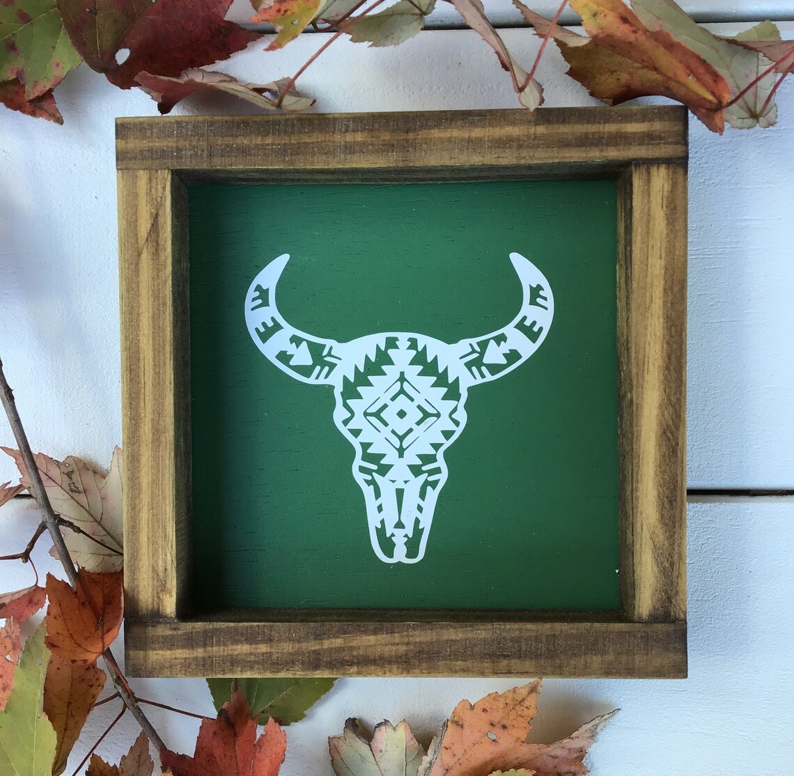 Cow Skull Aztec Southwestern Solid Wood Sign Western Farmhouse - Etsy