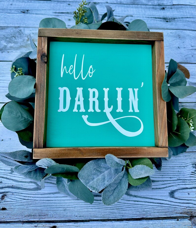 Hello Darlin' COWGIRL Rustic Bathroom Bedroom Sign Western Themed Wood ...