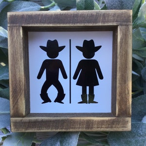 Cowgirl Cowboy Bathroom Sign Western Farmhouse Restroom Bath Home Decor ...