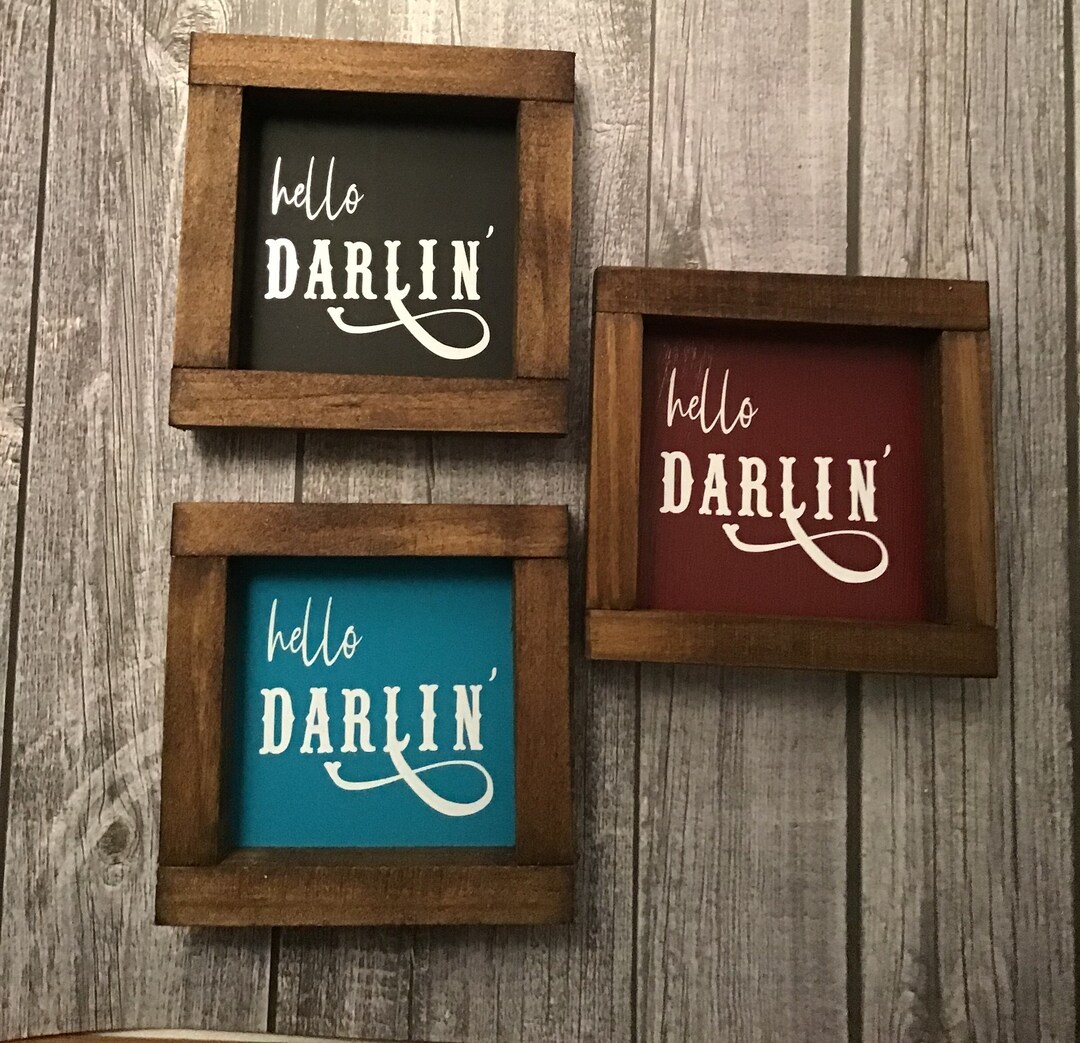 Hello Darlin' COWGIRL Rustic Bathroom Bedroom Sign Western Themed Wood ...