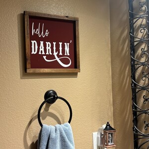 Hello Darlin' COWGIRL Rustic Bathroom Bedroom Sign Western Themed Wood ...