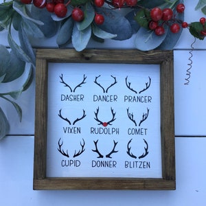 Reindeer Names Christmas Wood Sign Farmhouse Home Decor - Etsy