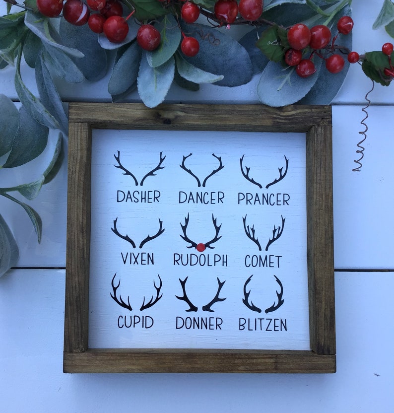 Reindeer Names Christmas Wood Sign Farmhouse Home Decor - Etsy