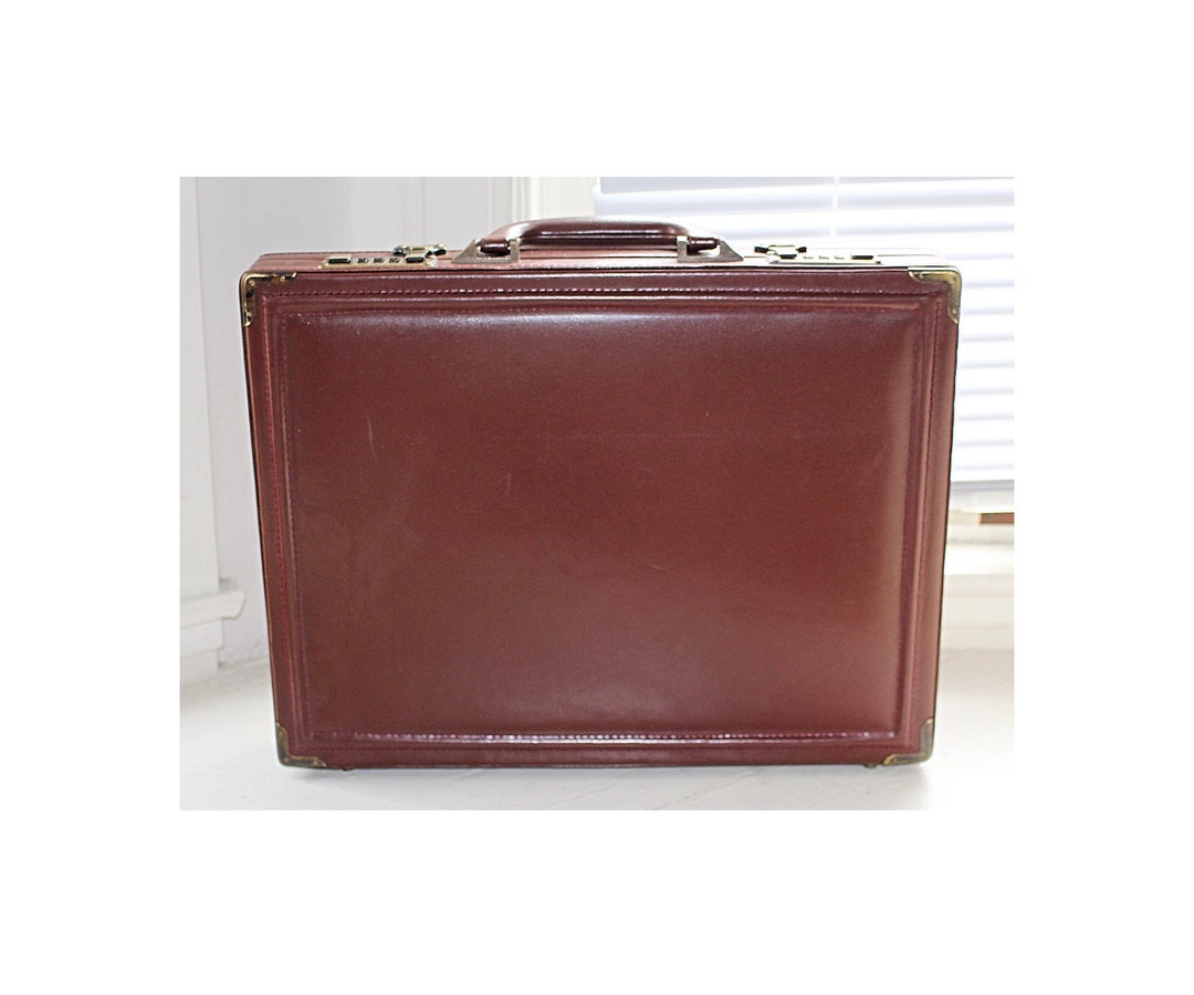Vintage Amiet Combination Lock Briefcase: Brown Burgundy Leather, 1980s ...