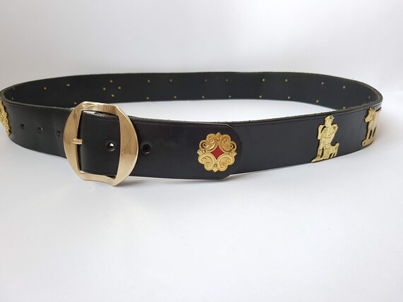 Appenzeller belt symbols of the Swiss Alps. Leather. Brass. | Etsy