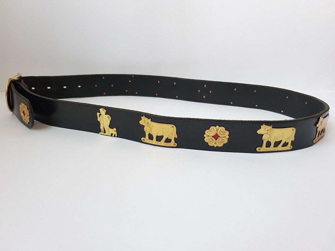 Appenzeller belt symbols of the Swiss Alps. Leather. Brass. | Etsy
