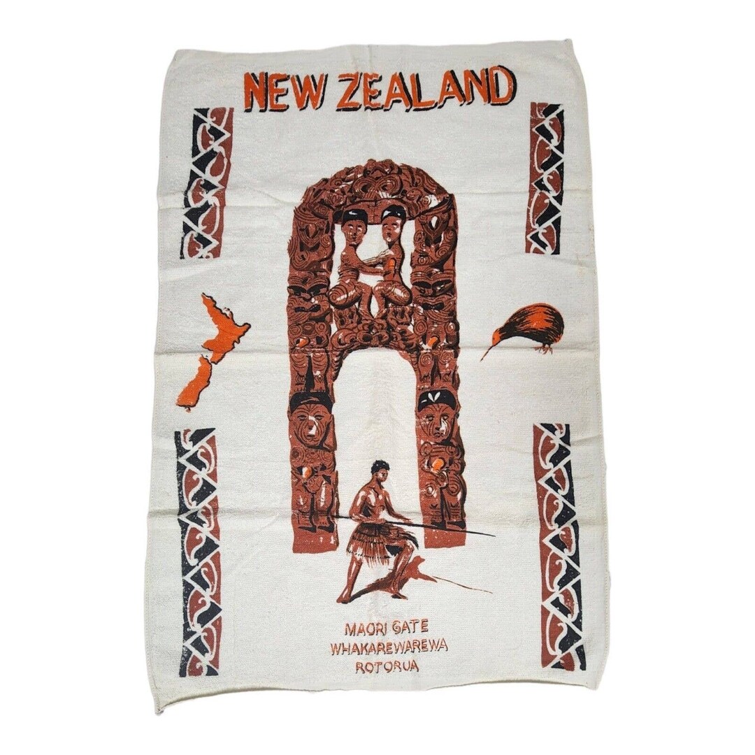 New Zealand Linen Tea Towel Maori Gate Whakarewarewa Rotorua - Etsy