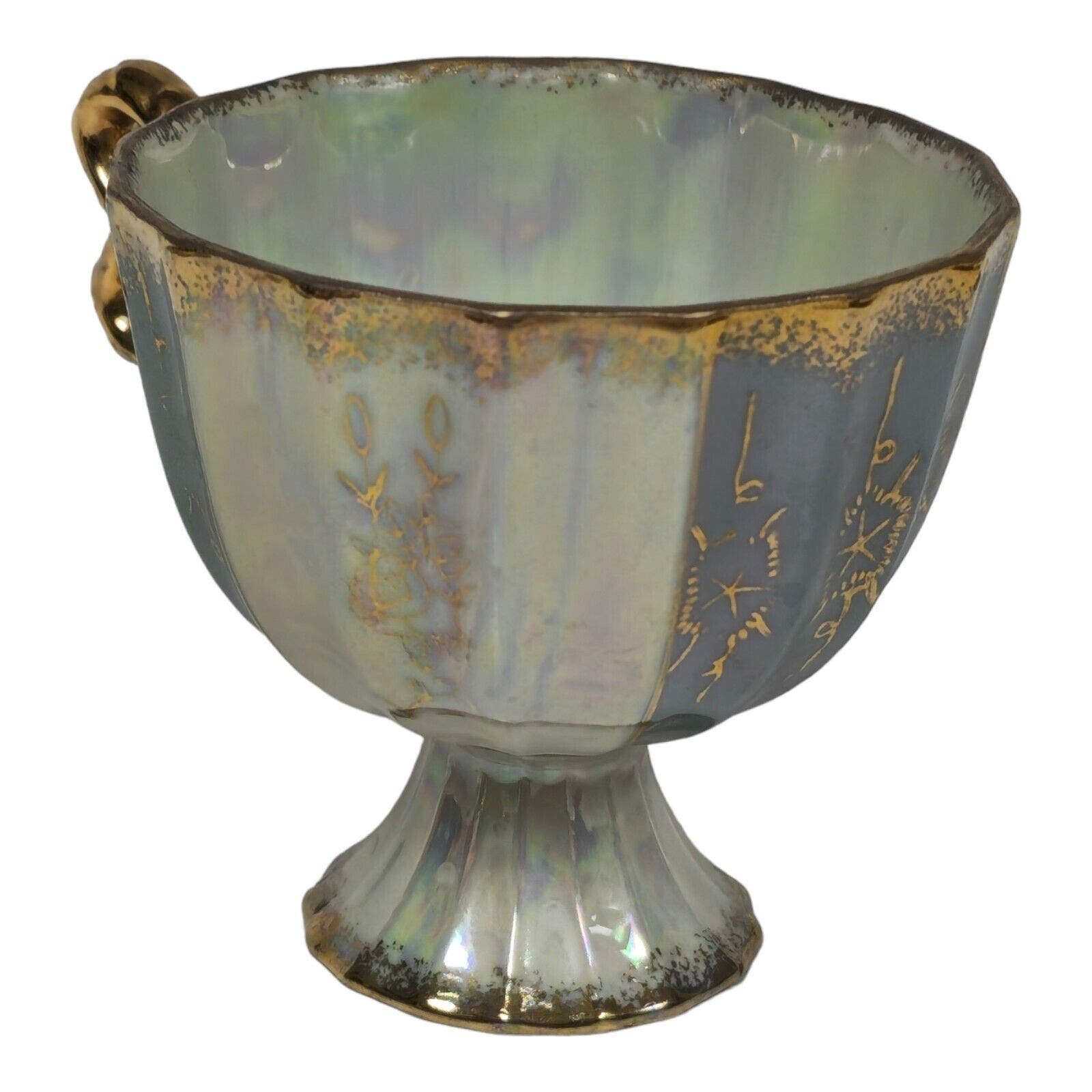 Vintage Japanese Lusterware Ornate Tea Cup & Reticulated Saucer Gold ...