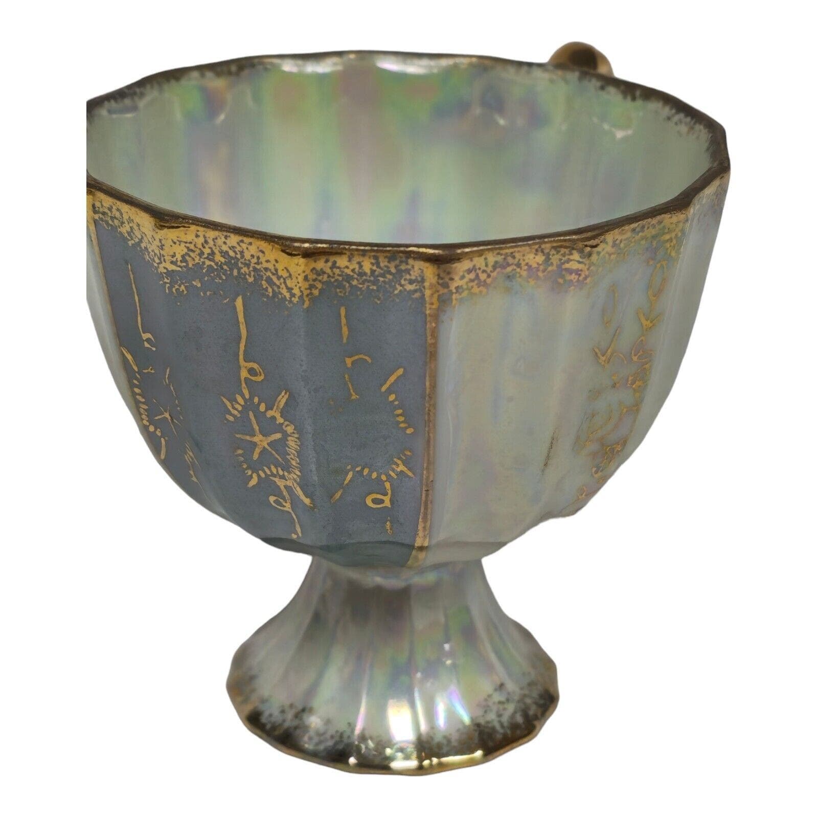 Vintage Japanese Lusterware Ornate Tea Cup & Reticulated Saucer Gold ...