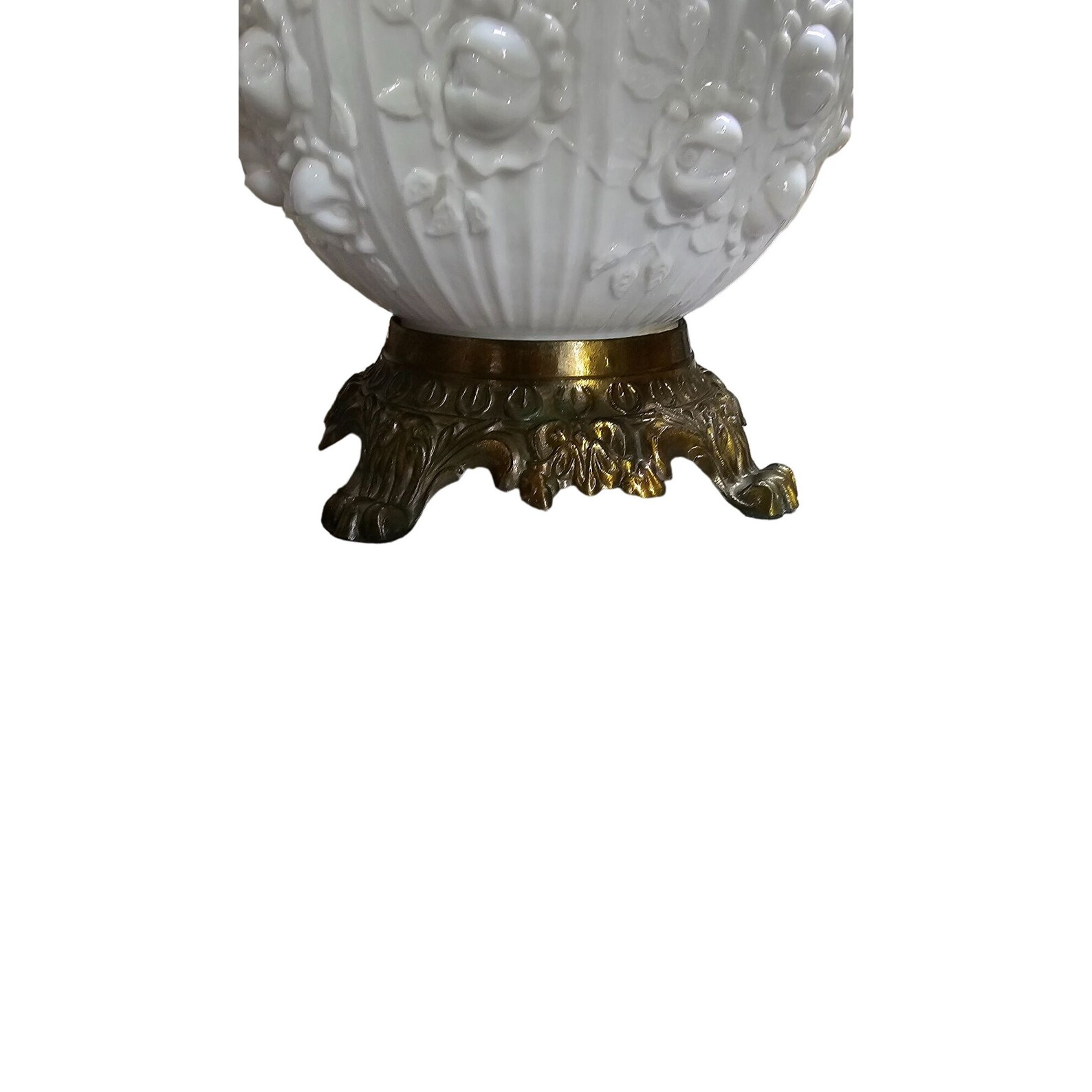 Vintage Fenton Cabbage Rose Milk Glass Hurricane Lamps Gone With the ...