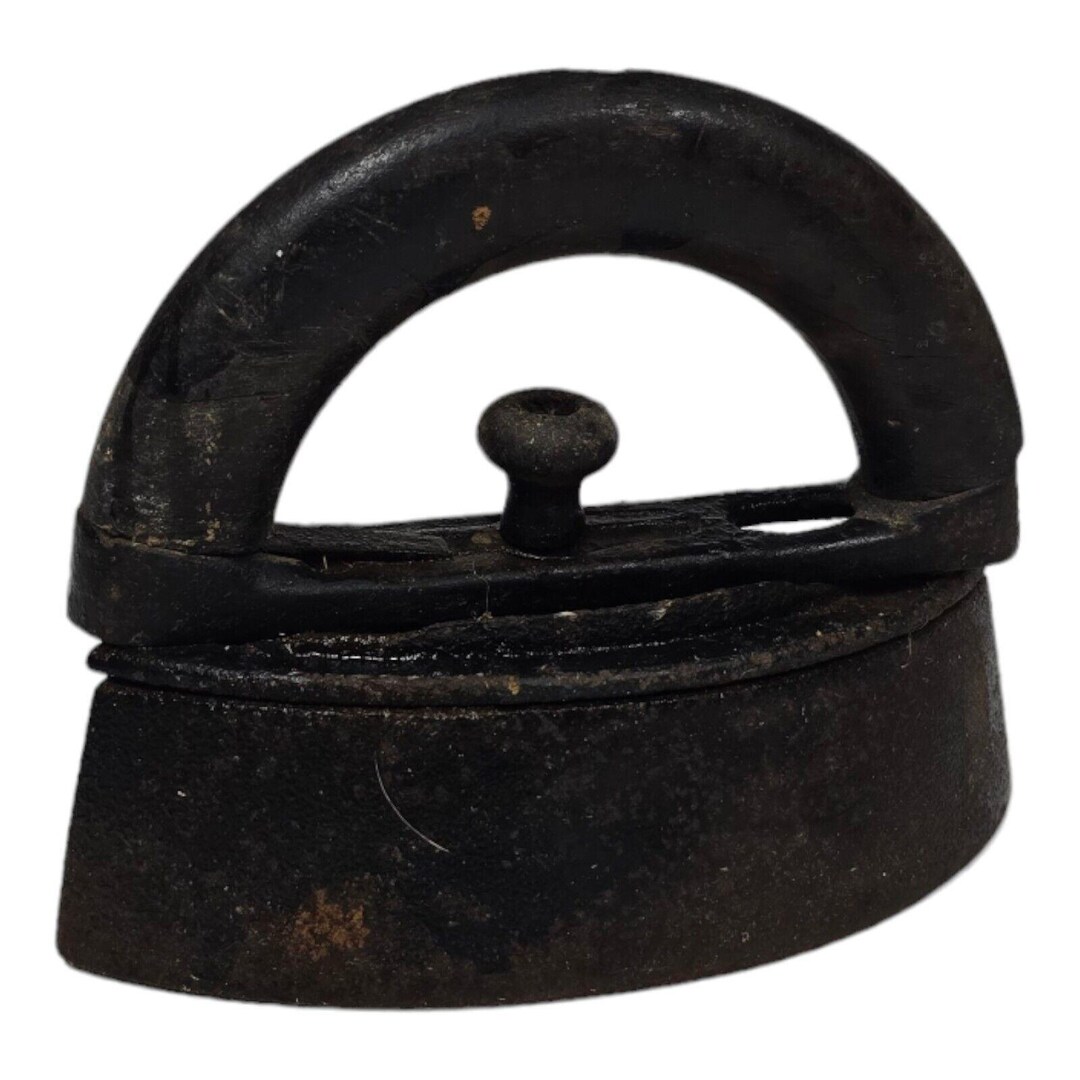Antique Mrs Potts #3 Sad Iron Removable Wood Handle Primitive Home ...