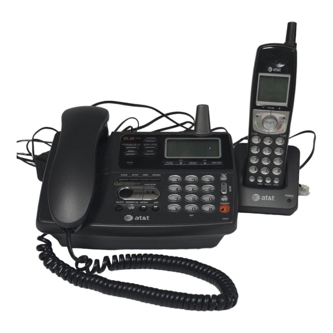 Vintage Corded Home Phone Answering Machine ATT 5.8ghz E5828B W/ Extra ...