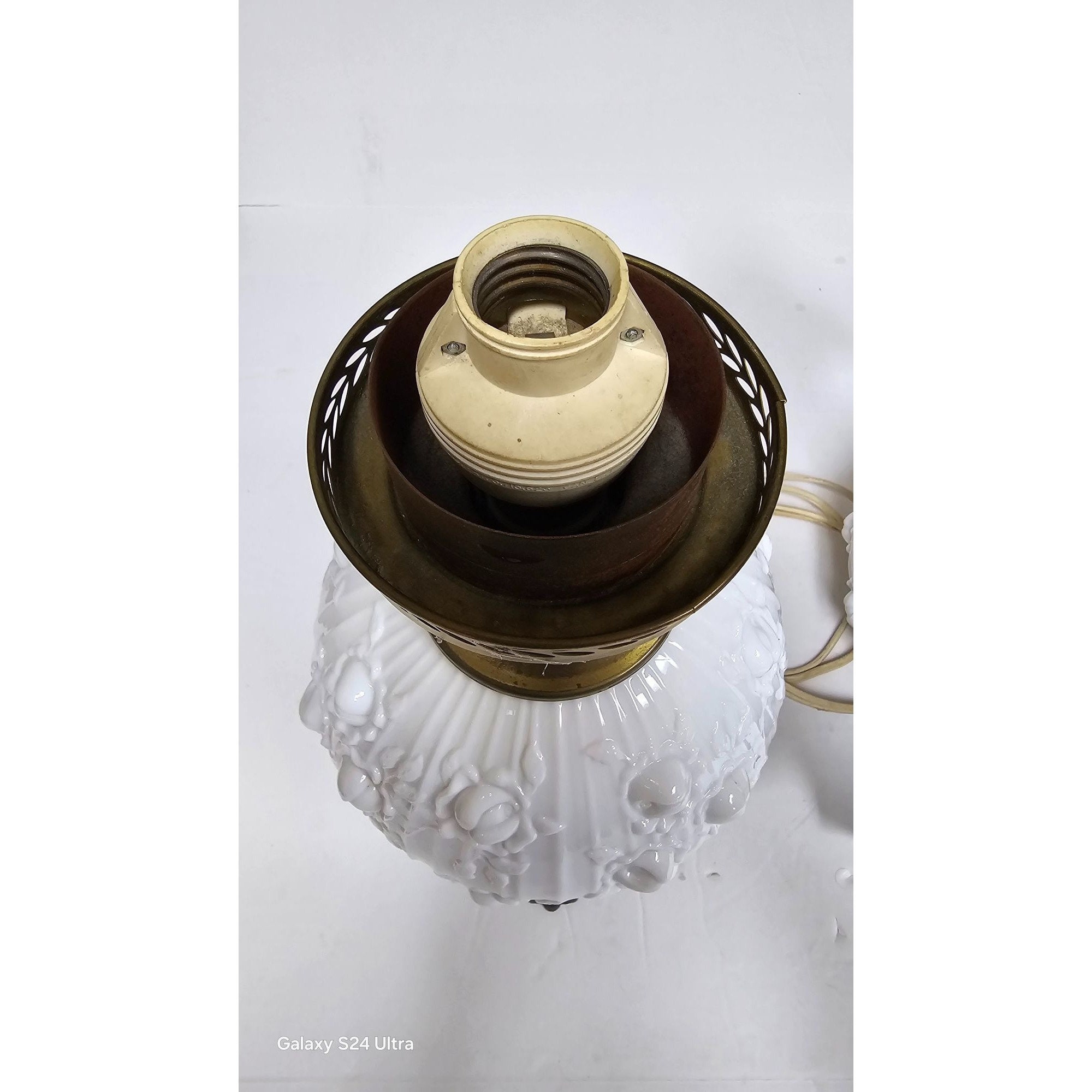 Vintage Fenton Cabbage Rose Milk Glass Hurricane Lamps Gone With the ...