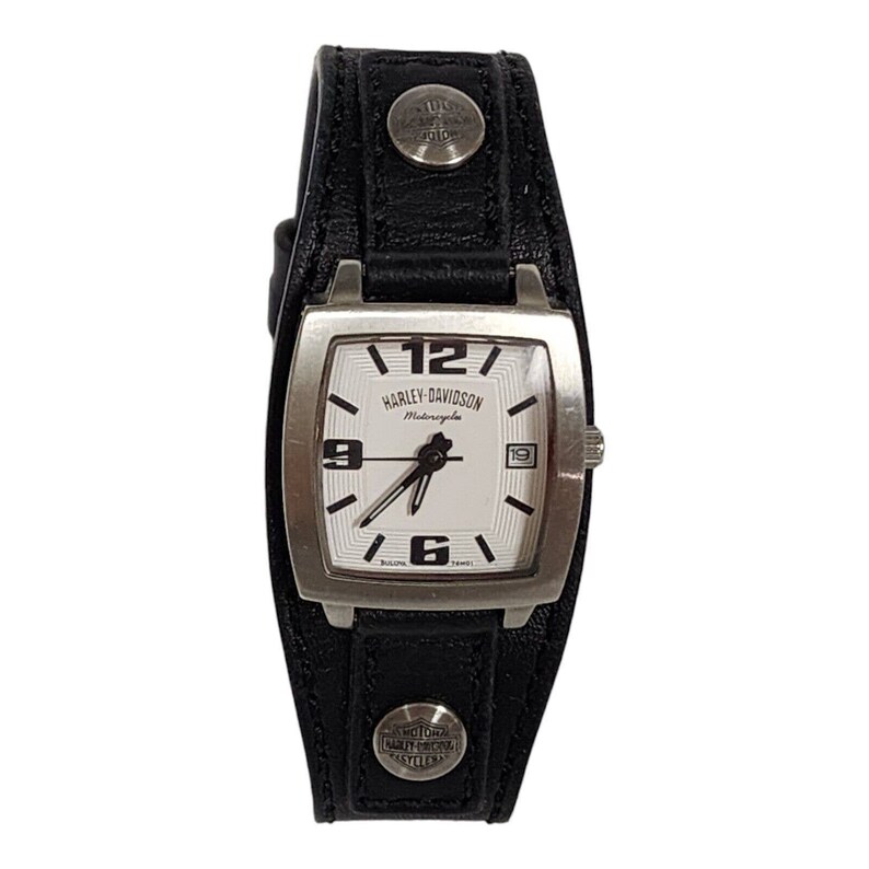 Vintage Bulova Harley-davidson Women's Watch Sleek Silver Tone With ...