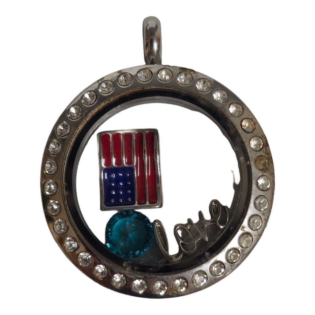 Vintage Origami Owl Locket With Patriotic Charms - American Flag & Love ...