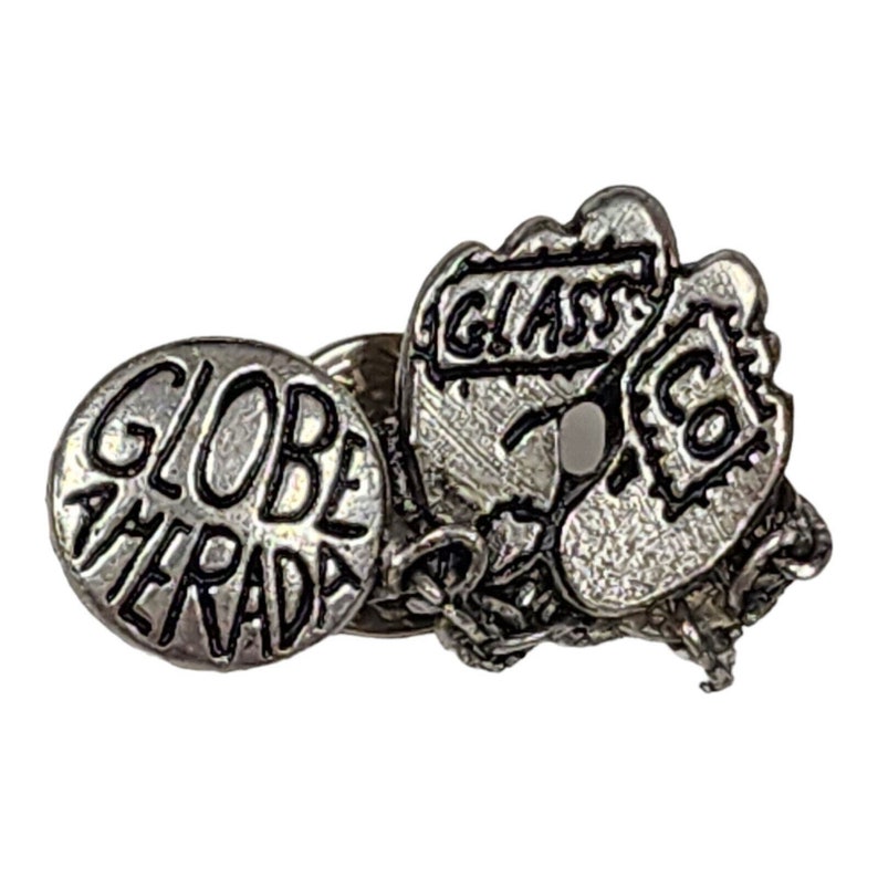 Vtg Globe Amerada Glass Company Ball & Chain Feet Lapel Pin Pinback ...
