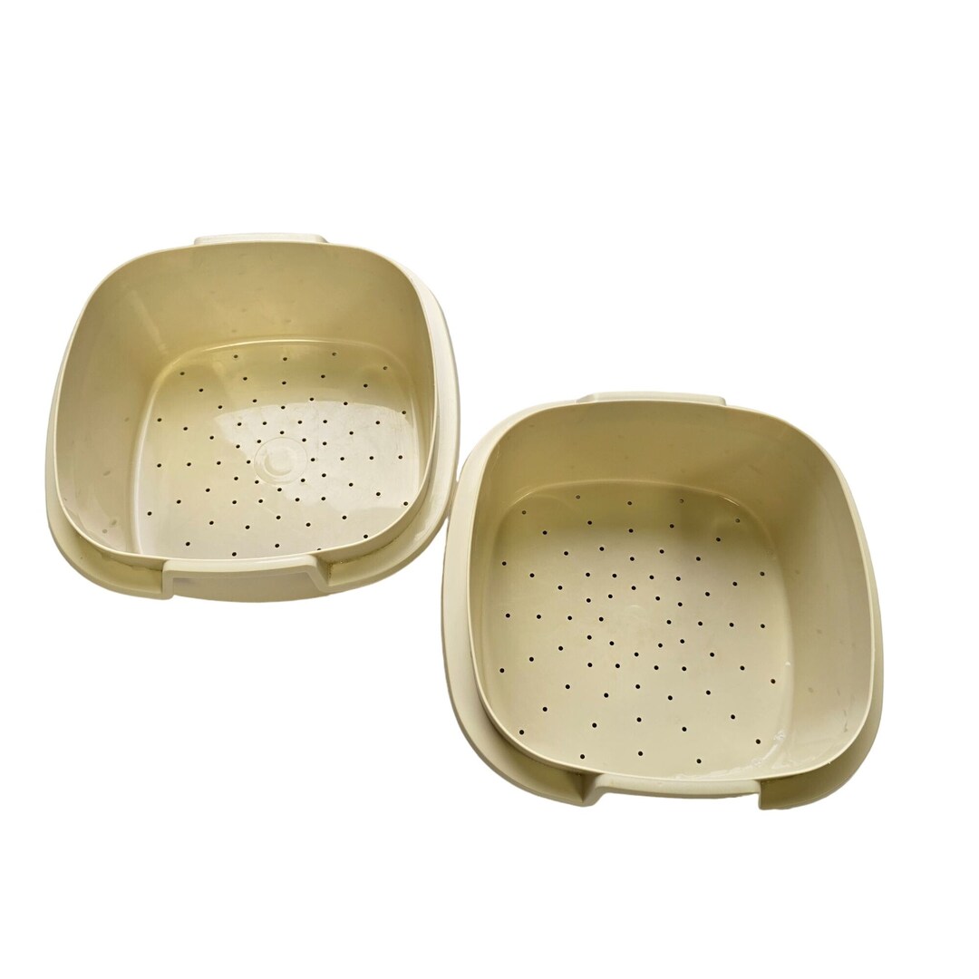 Tupperware 887-16 Beige Square Steam N Store Colander Set Vintage ...