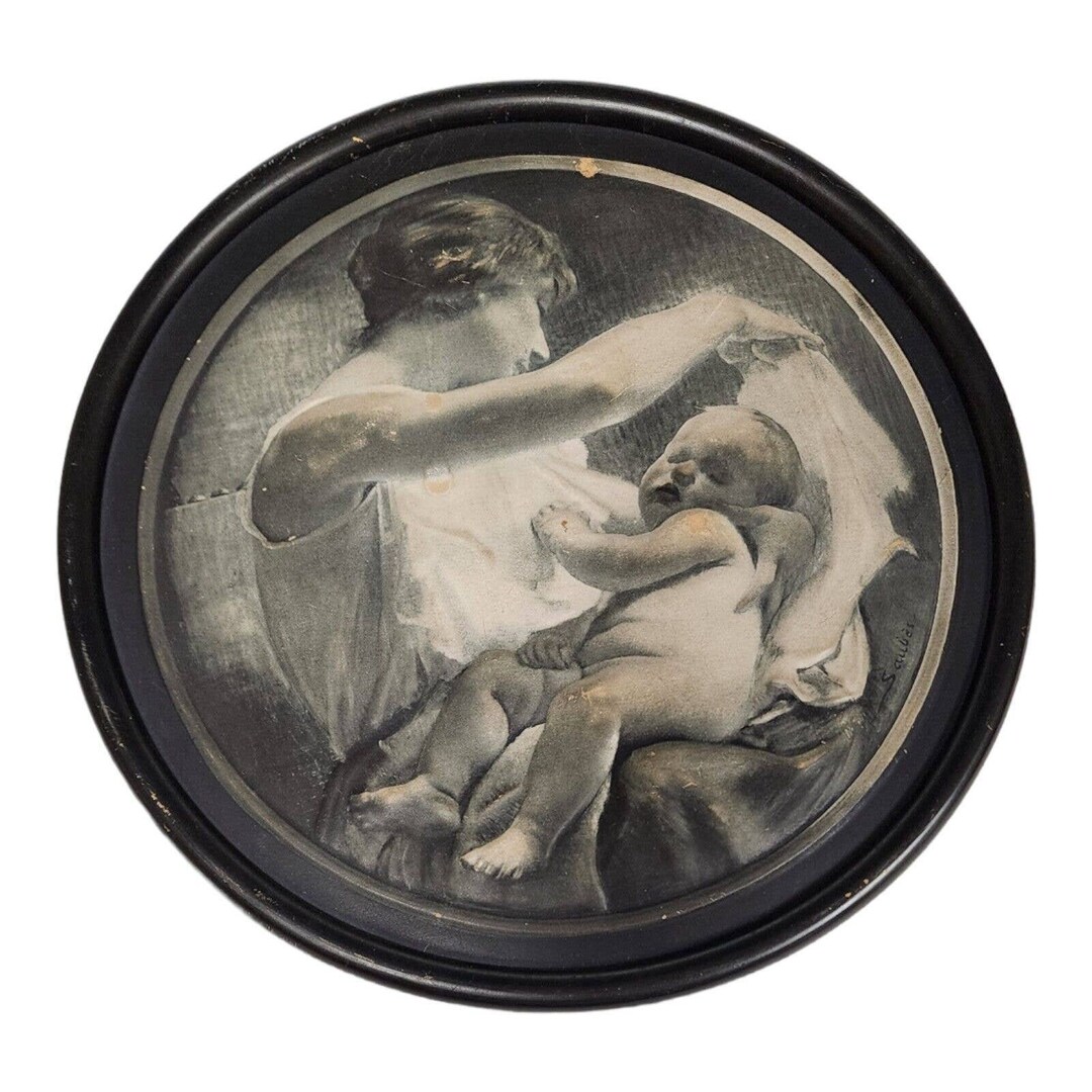 Antique 1893 'sleeping Child' Chemigraph by Saubes Bas-relief Mother ...