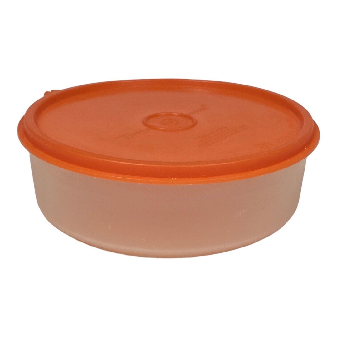 Tupperware 1405-7 Clear Container W/ 227-27 Orange Lid Nostalgic ...