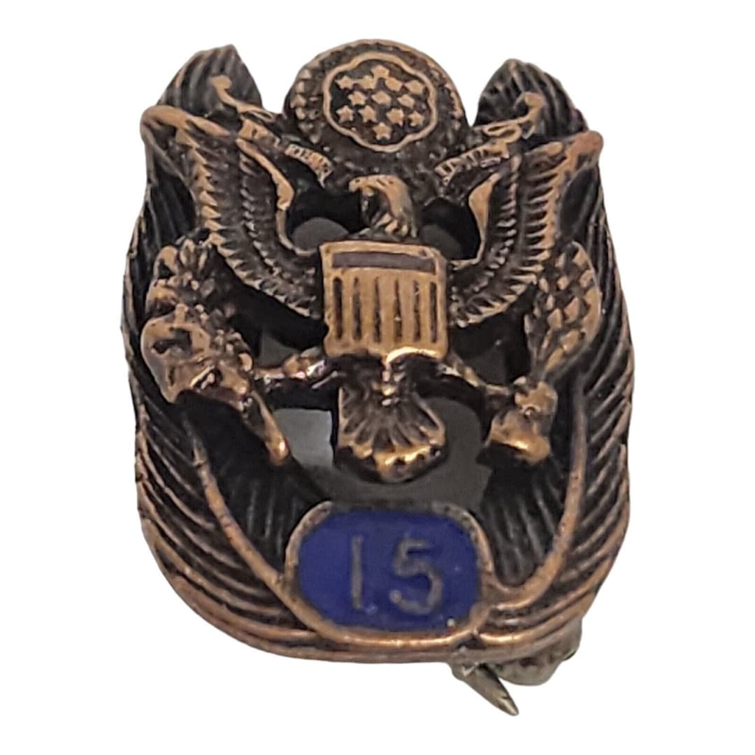 Vintage U.S. Army Bronze 15 Year Service Pin | National Guard Eagle ...