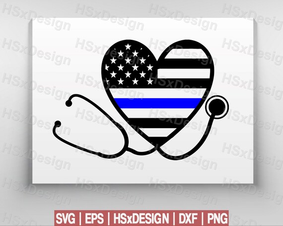Thin Blue Line Heart Stethoscope Supporting Police and Nurse - Etsy