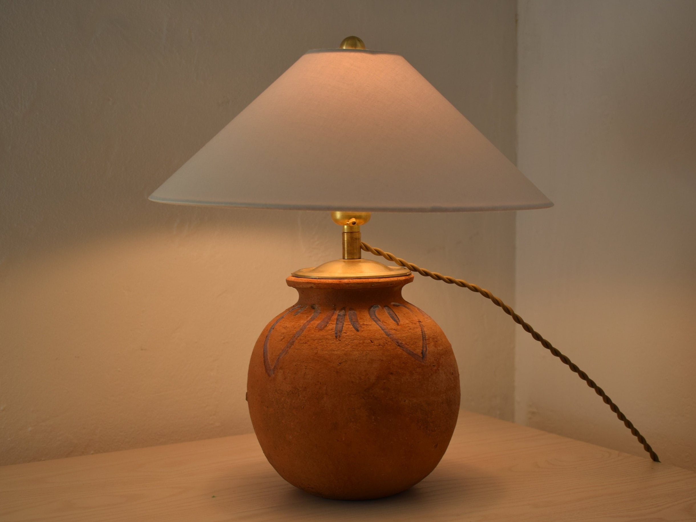 Handmade Terracotta Table Lamp Vintage Rustic Pottery Lamp - Etsy