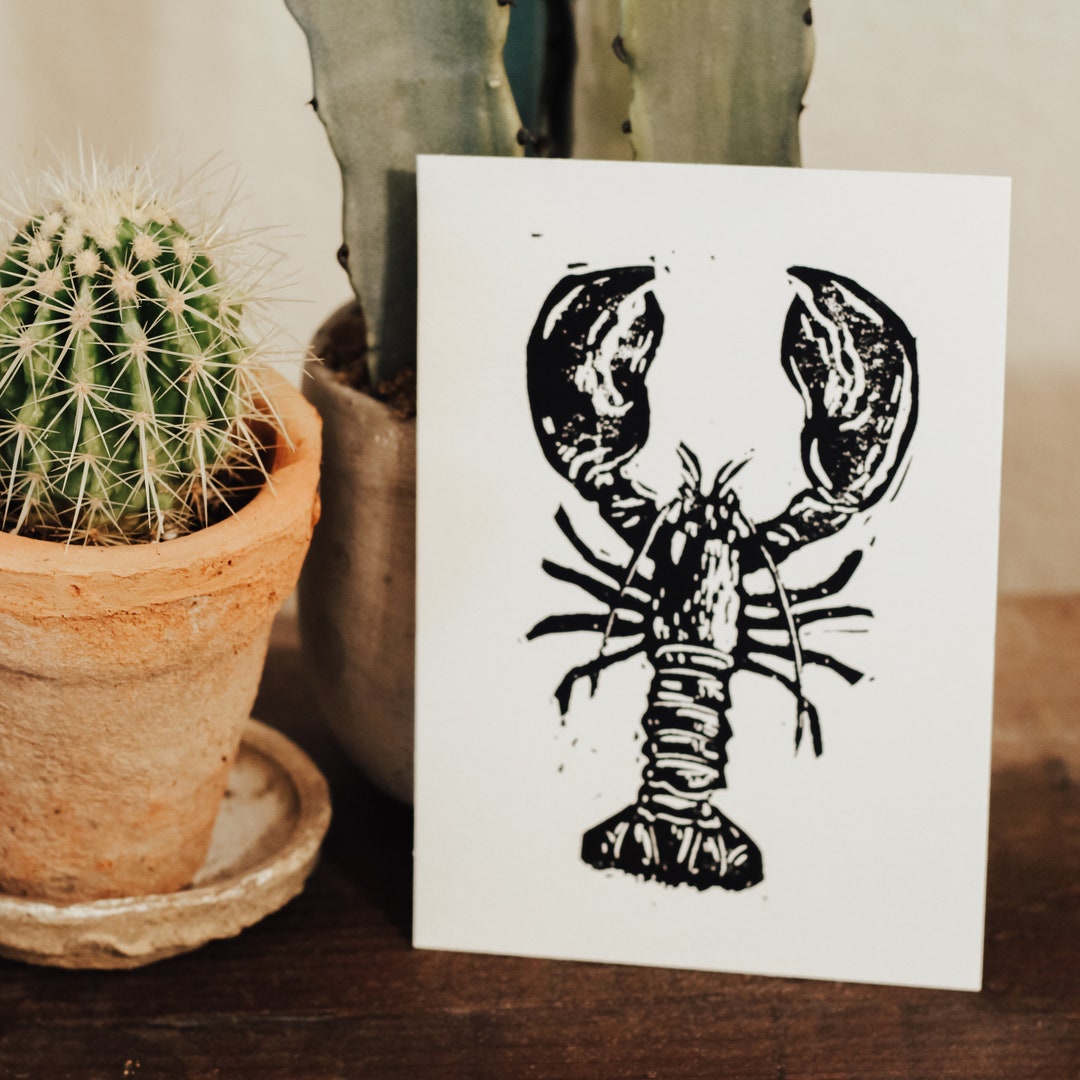 Lobster Linocut Block Art Original Print - Etsy