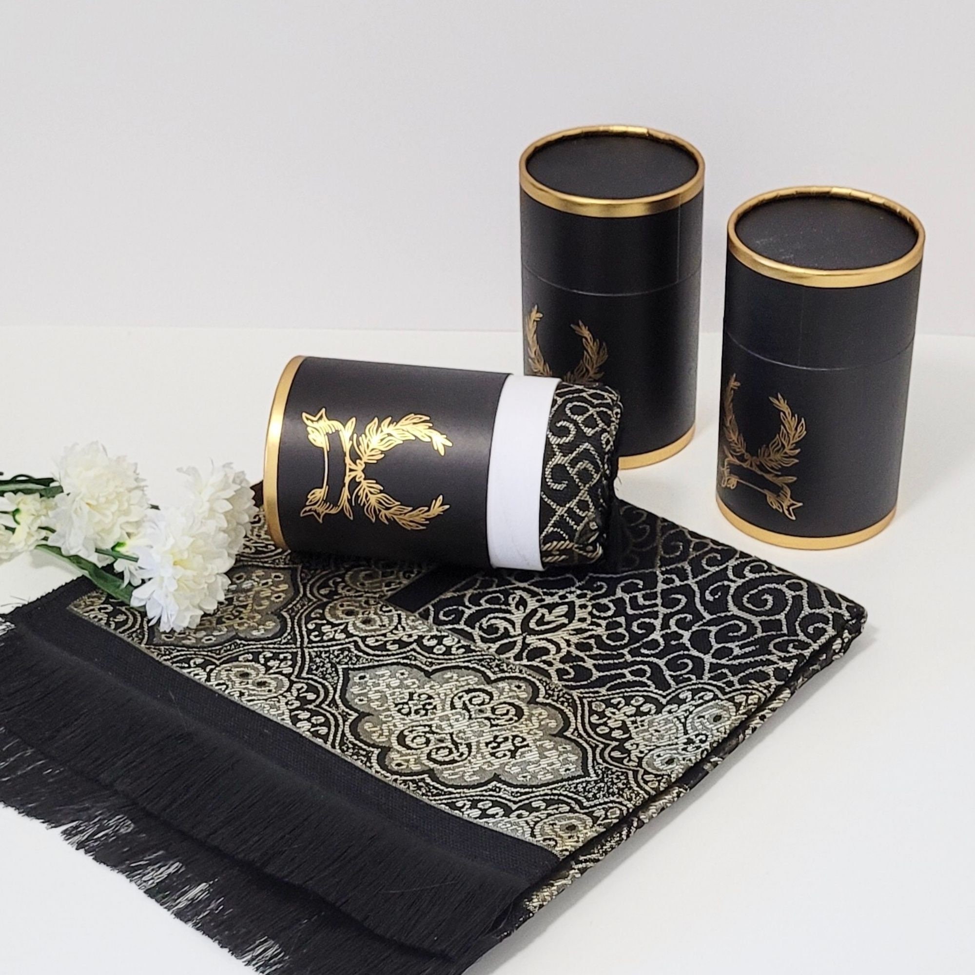 Black Islamic Prayer Rug and Tasbeh Gift Setnewmuslim Giftramadan ...