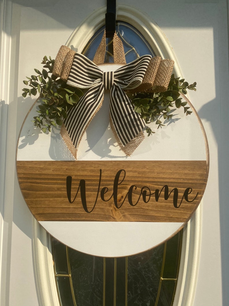Round Welcome Sign Round Wooden Sign Welcome Sign Welcome - Etsy