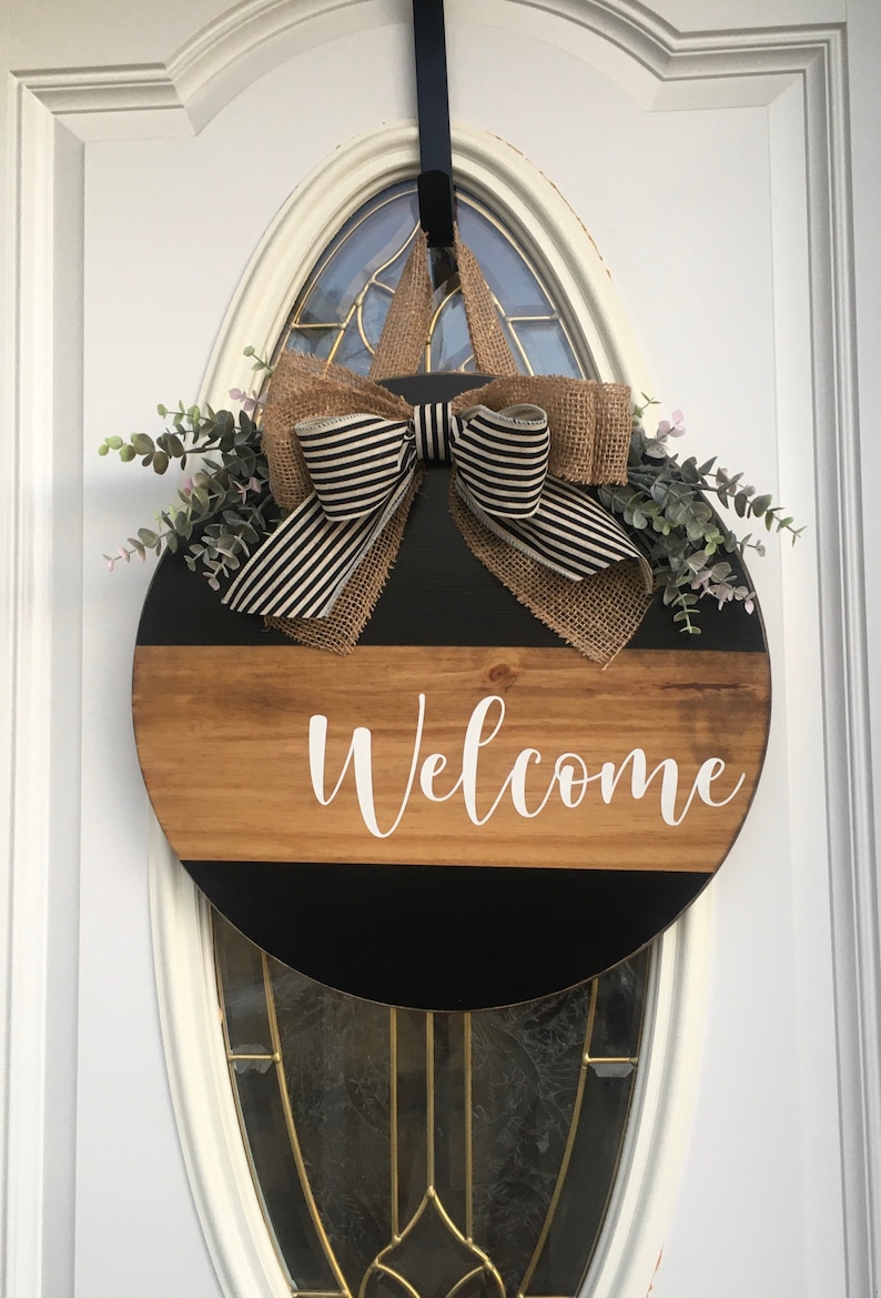 Round Welcome Sign Round Wooden Sign Welcome Sign Welcome - Etsy