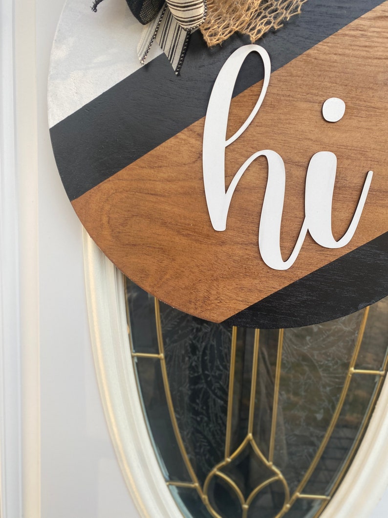 Hi Sign Round Hi Door Sign Hi Door Hanger 3-d Wooden Sign - Etsy