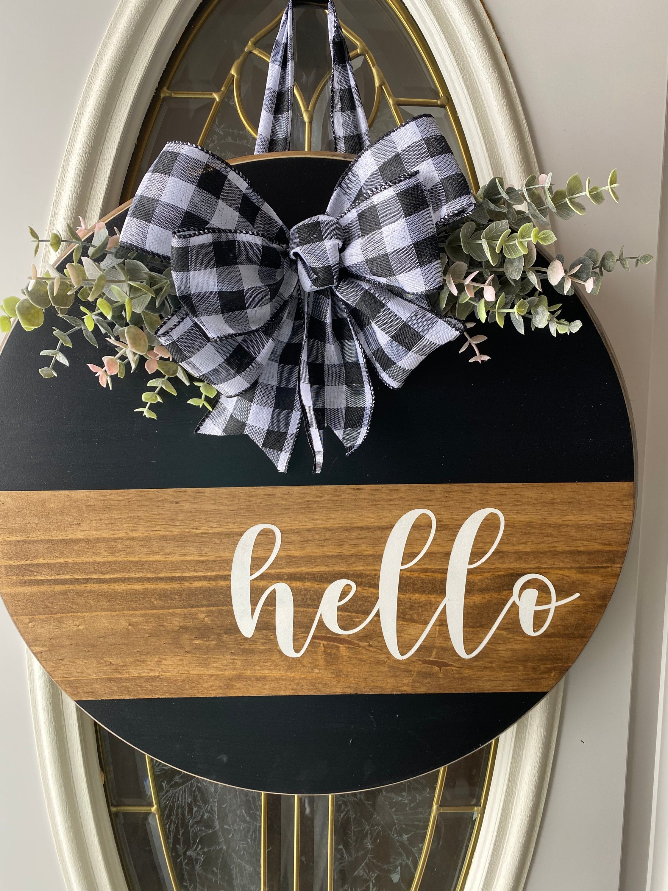 Hello Wooden Sign Hello Door Hanger Hello Door Sign Hello - Etsy
