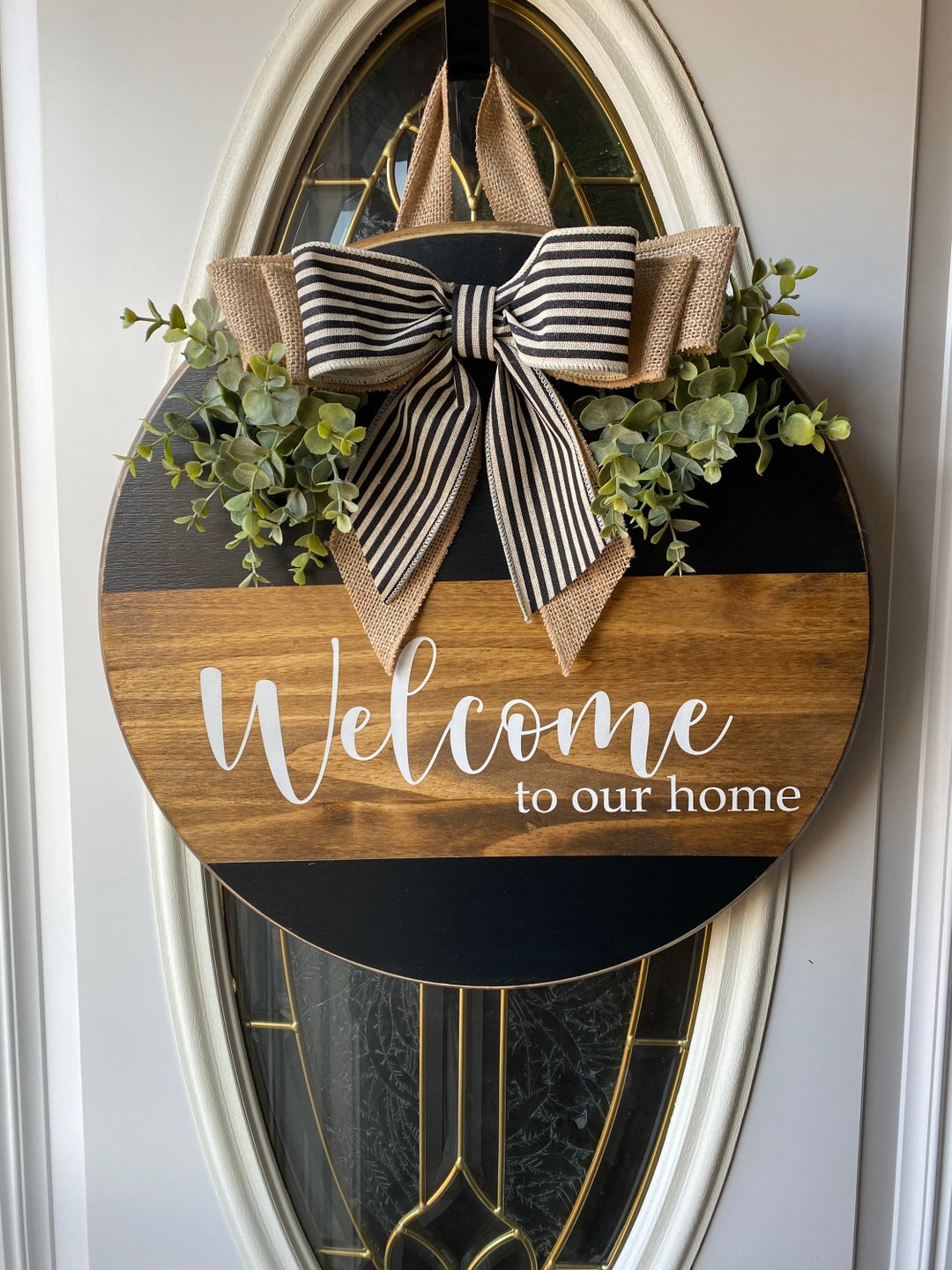 Welcome Home Wooden Door Hanger: Farmhouse Front Door Decor - Etsy