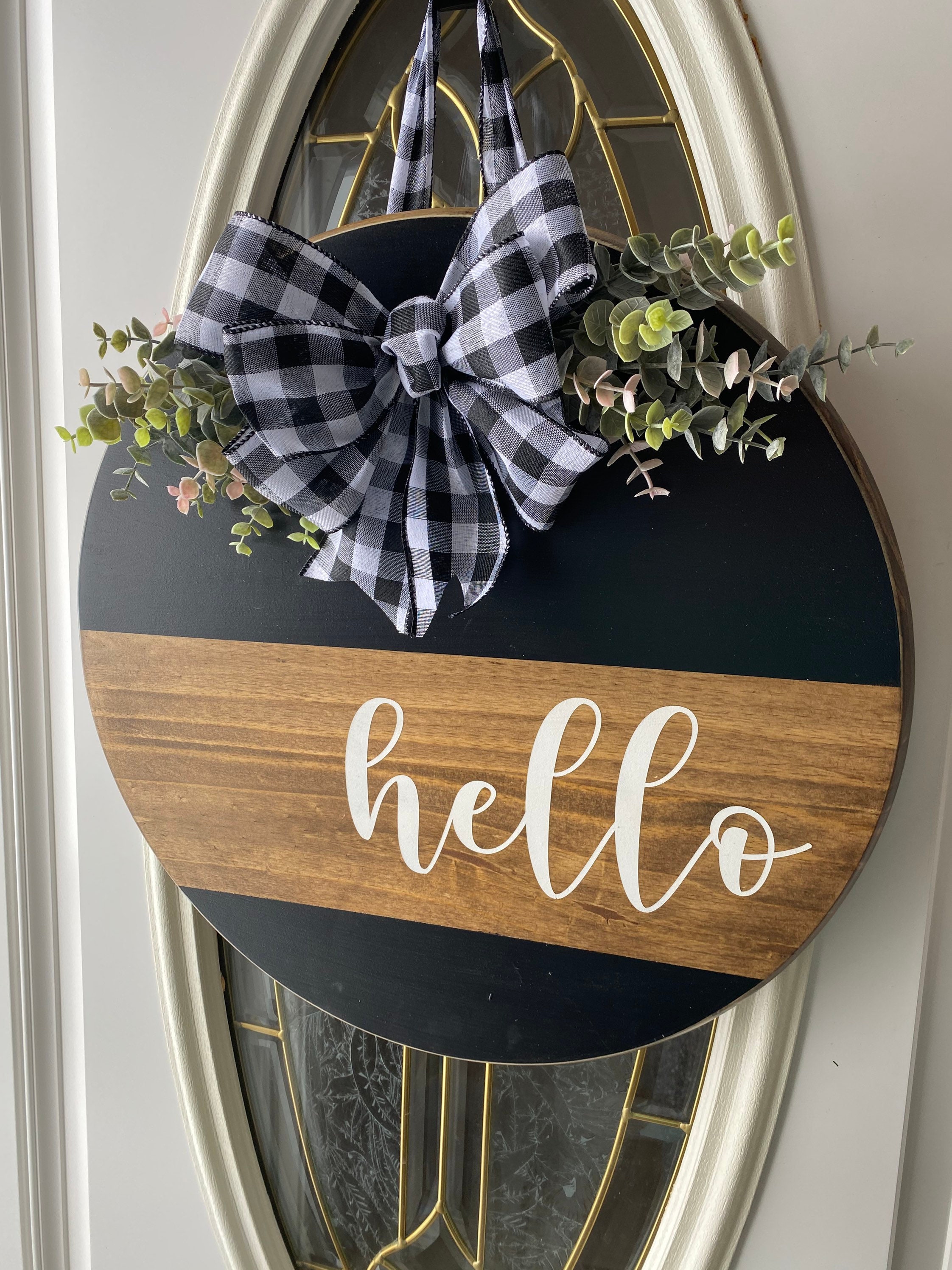 Hello Wooden Sign Hello Door Hanger Hello Door Sign Hello | Etsy