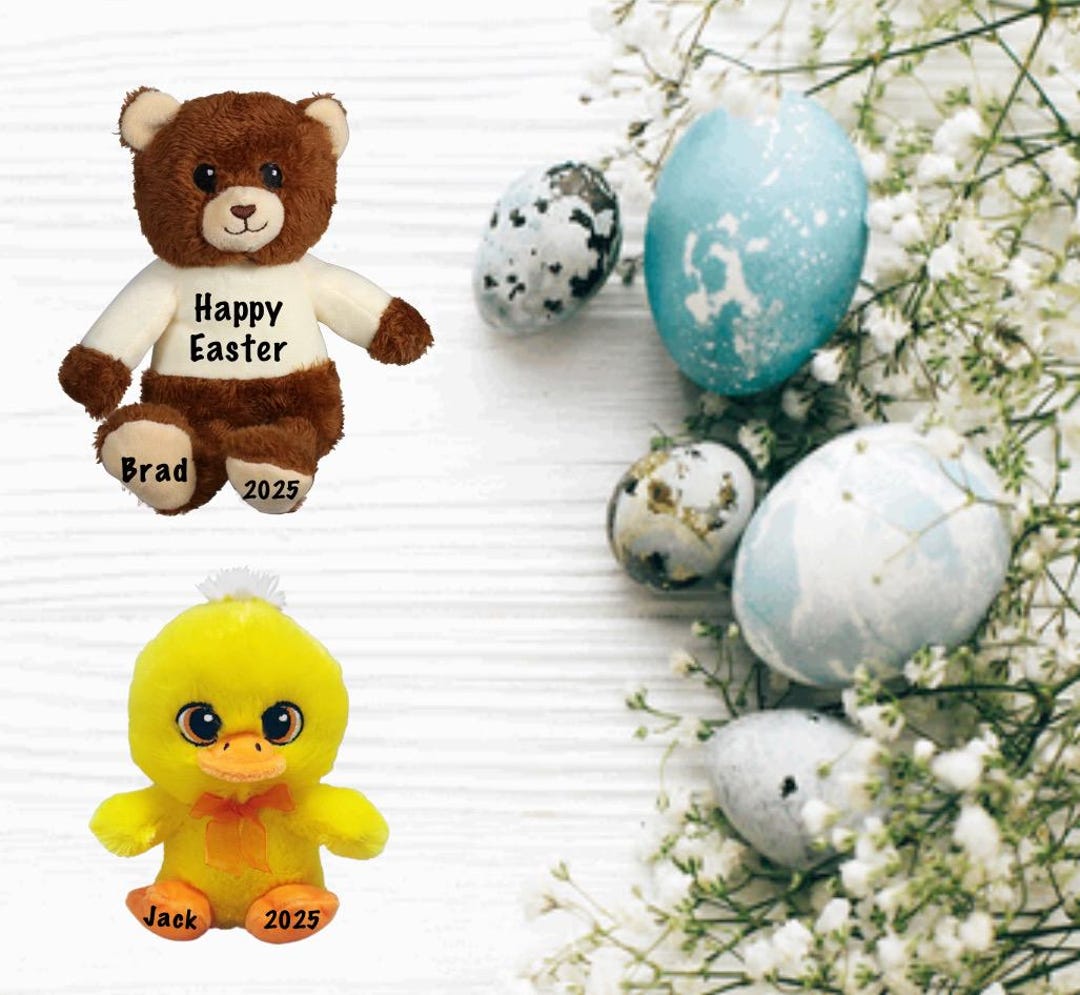 Personalized Easter Plush Animals, Custom Easter Plush, Custom Easter ...