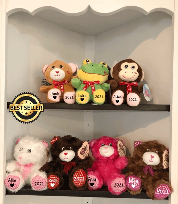 Personalized Valentines Day Plush Animals Custom Valentines | Etsy