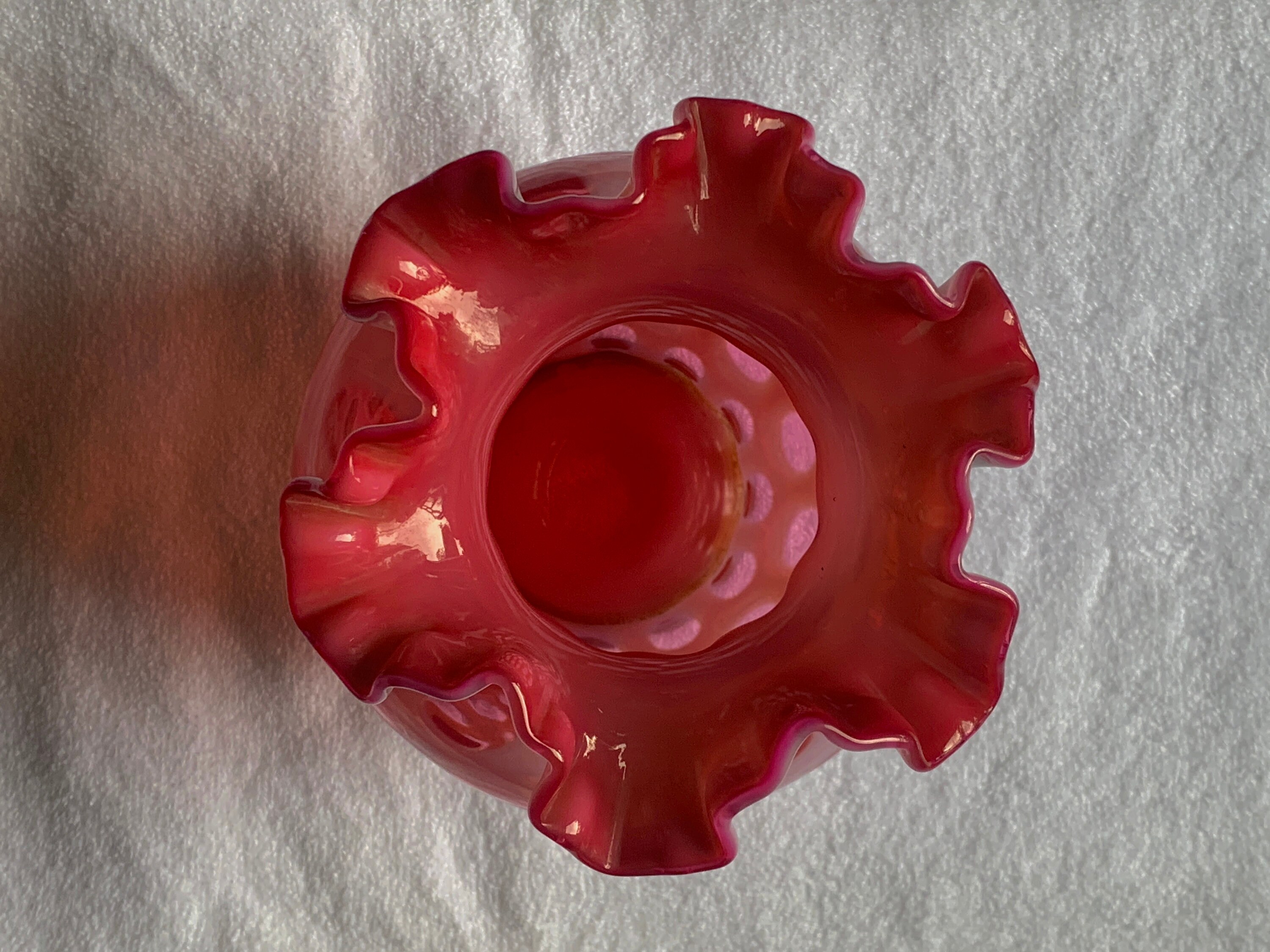 Vintage Cranberry Coin Dot Fenton Vase - Etsy