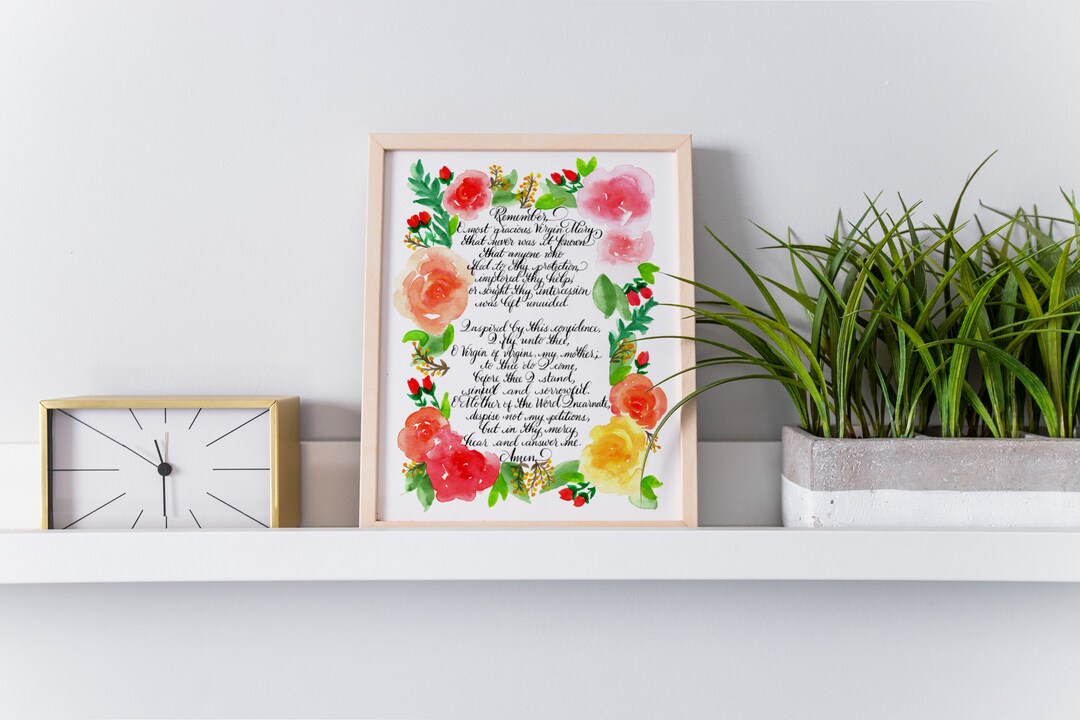 Memorare Print | Marian Prayer | Rosary | Catholic Gift | Gift for ...