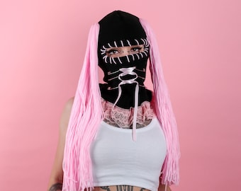 Ski Mask With Pigtails Ponytail Holes Balaclava Ski Mask Winter ...