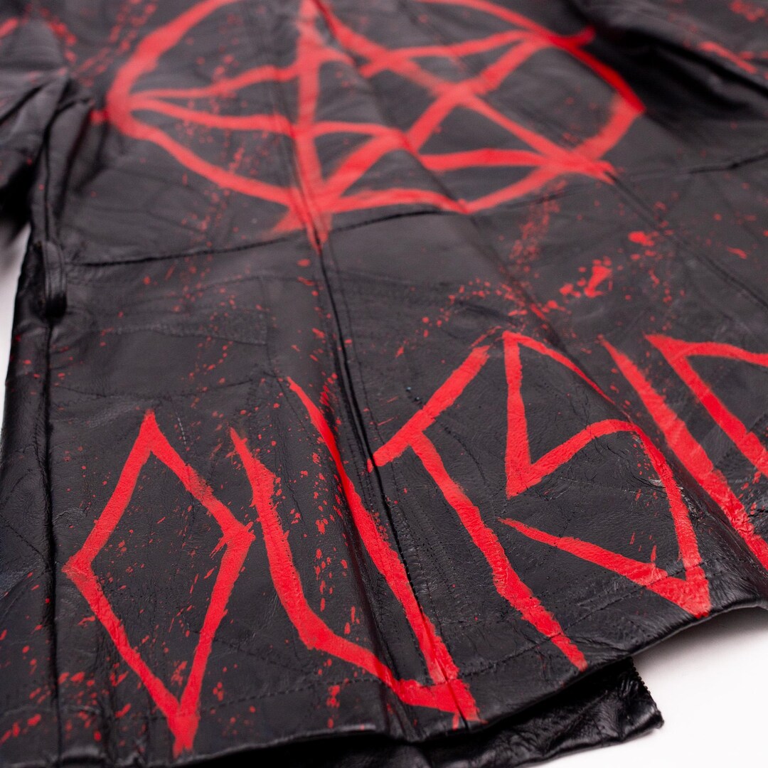 Punk Rock Coat Vintage Hand-painted Leather Goth Jacket, Bloody ...