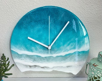 Resin Art Clock Ocean Wave Clock Handmade 12 Round | Etsy