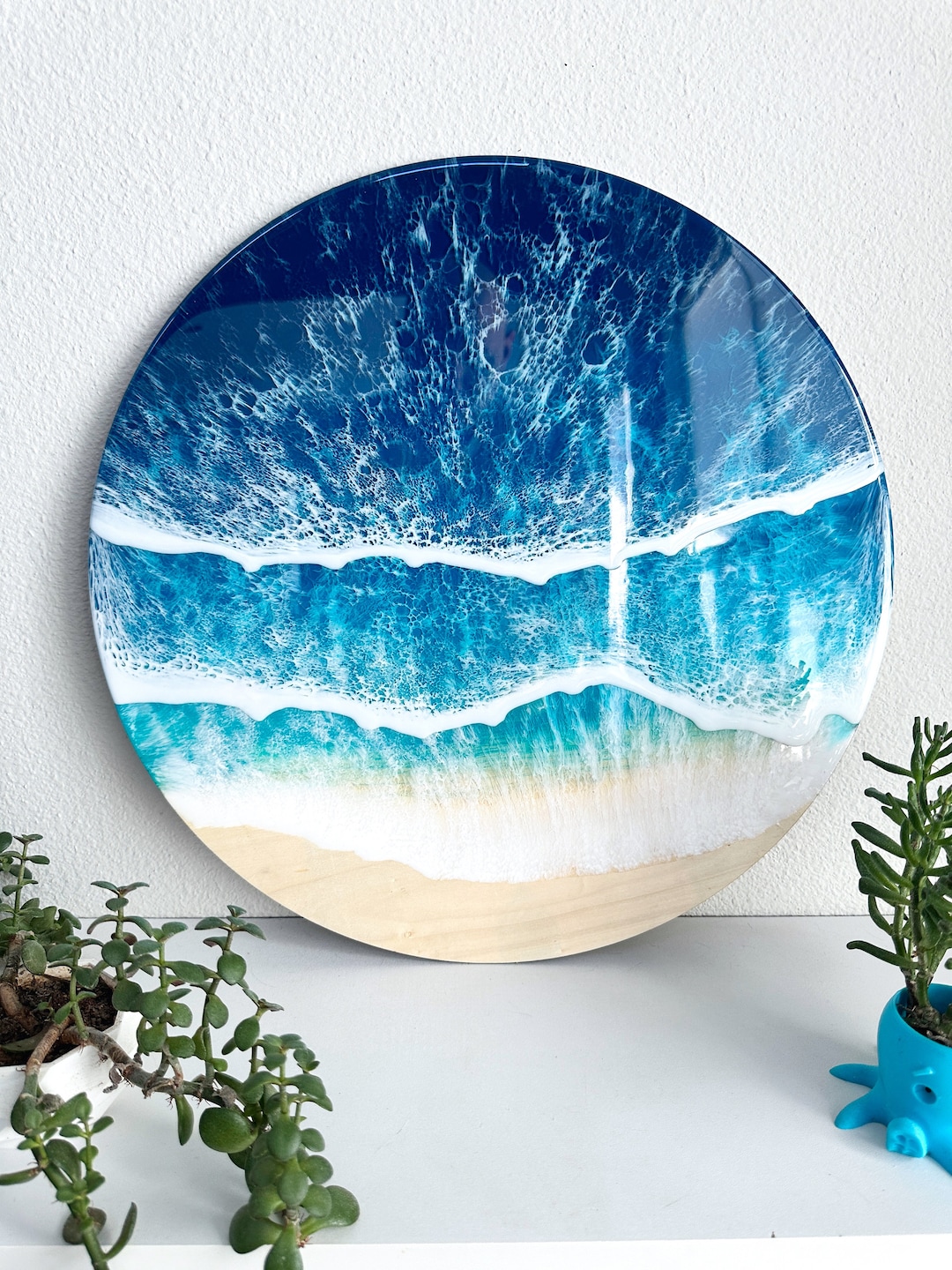 Ocean Resin Art/clock, Resin Wave Art, Handmade Large 18" Circle Resin ...