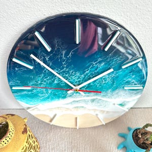 Resin Art Clock, Ocean Wave Clock, Handmade 12" Round Resin Wood - Etsy