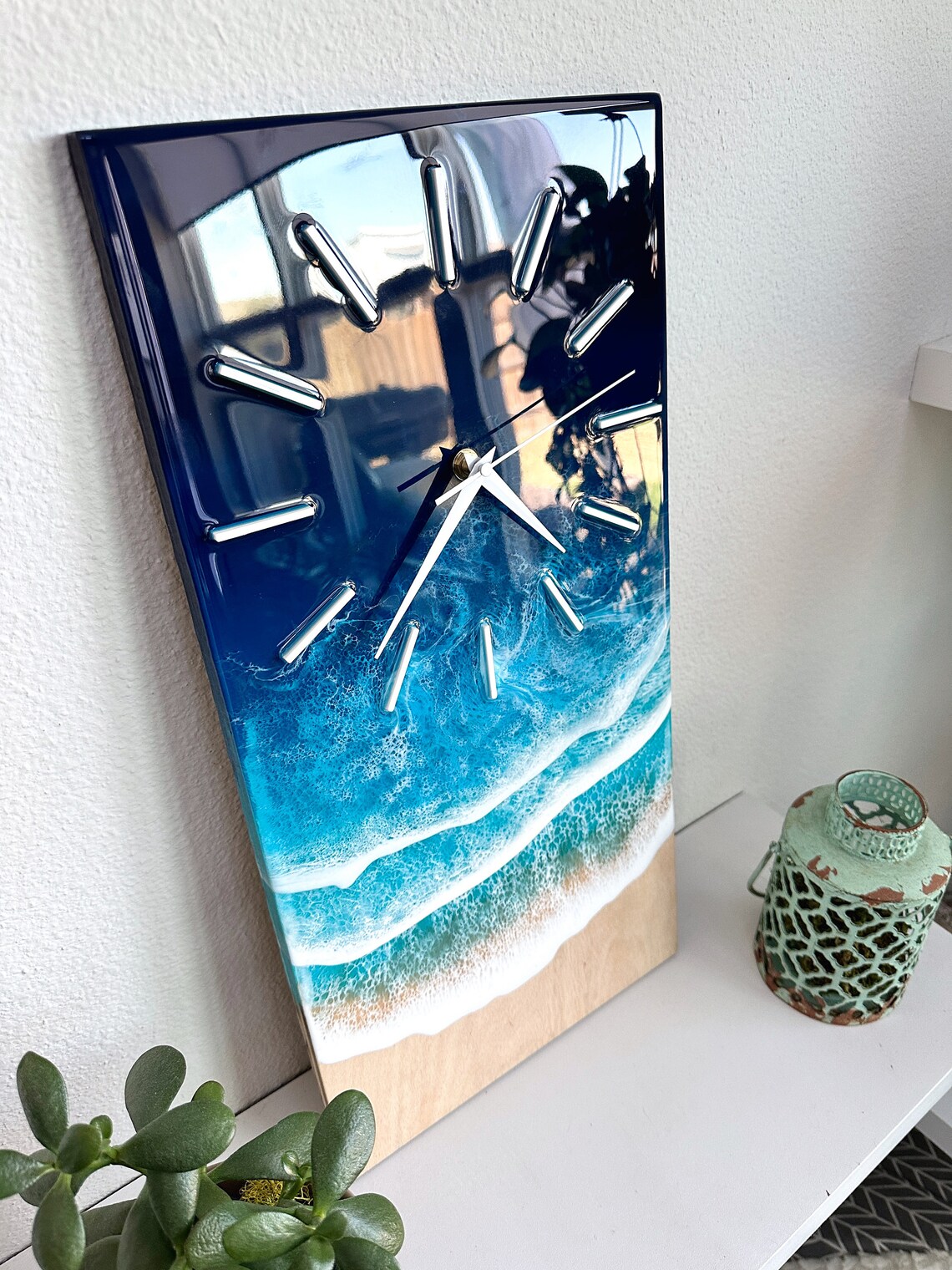 Resin Art Clock Ocean Wave Clock Handmade 10x20 - Etsy